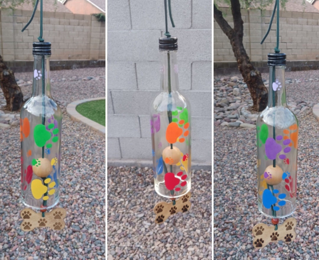 Rainbow Bridge Wind Chime, Mini Wine Bottle Memorial, Dog Remembrance ...