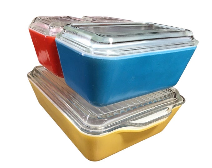 Pyrex Primary Refrigerator Dish Set Complete Fridgies 1950s - Etsy