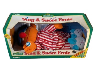 Sing and Snore Ernie vintage Tyco Sesame Street Sleeping Toy Doll WORKS ...