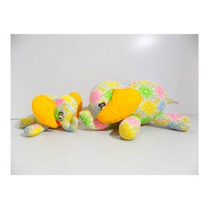 Vintage Handmade Cloth Stuffed Elephants, Patchwork Elephants, Free ...