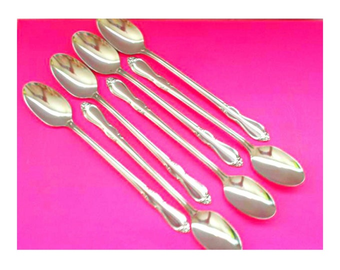 Vintage Iced Tea Spoons,set of 7,oneida Ltd,simeon,rogers, Scalloped ...