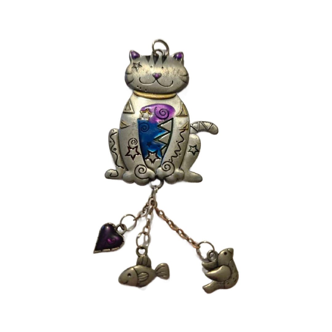 Vintage Articulated Cat Dangle Pendant With Charms by Ganz - Etsy