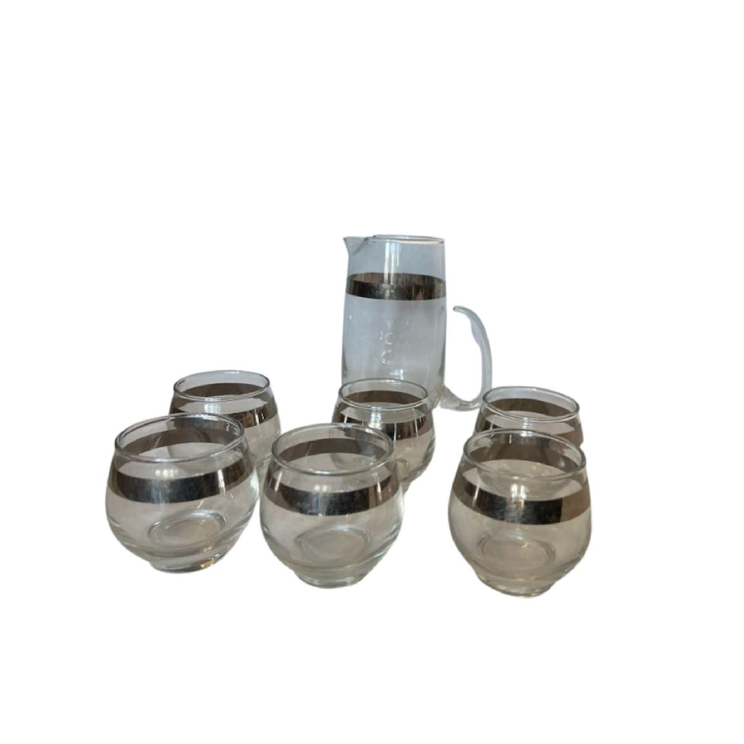 Mad Men Silver Band Barware Pitcher Set With Roly Poly Cups, Free ...