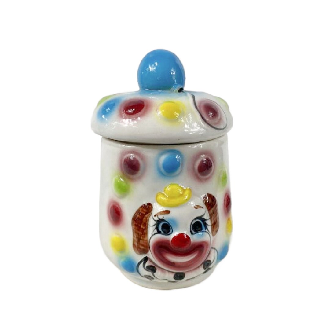 Vintage Circus Clown Cookie Jar, Happy or Sad Clown Jar, Perfect Kitsch ...
