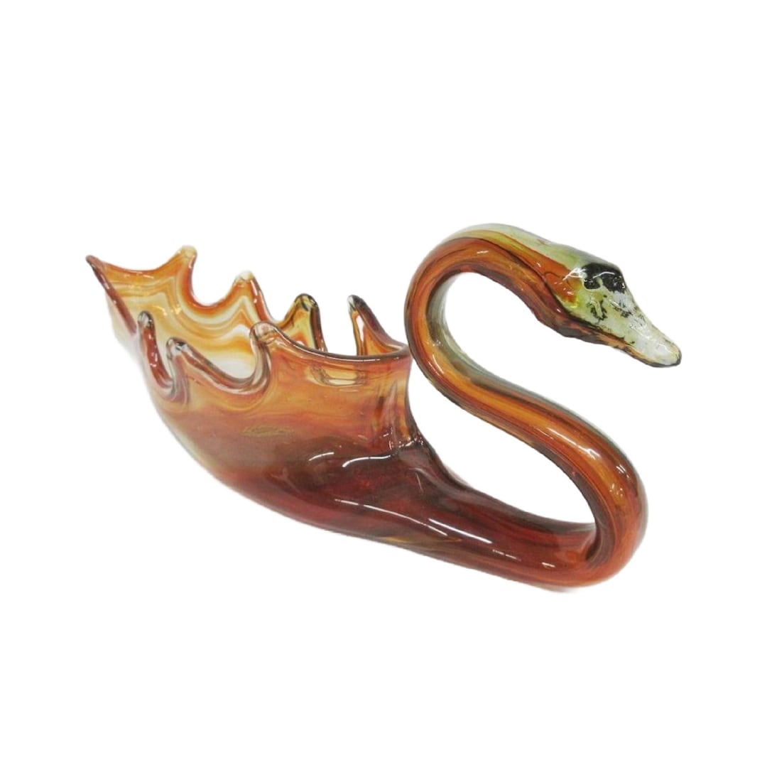 Vintage Hand Blown Stretched Art Glass Swan Candy Dish Planter 1960s 16 ...