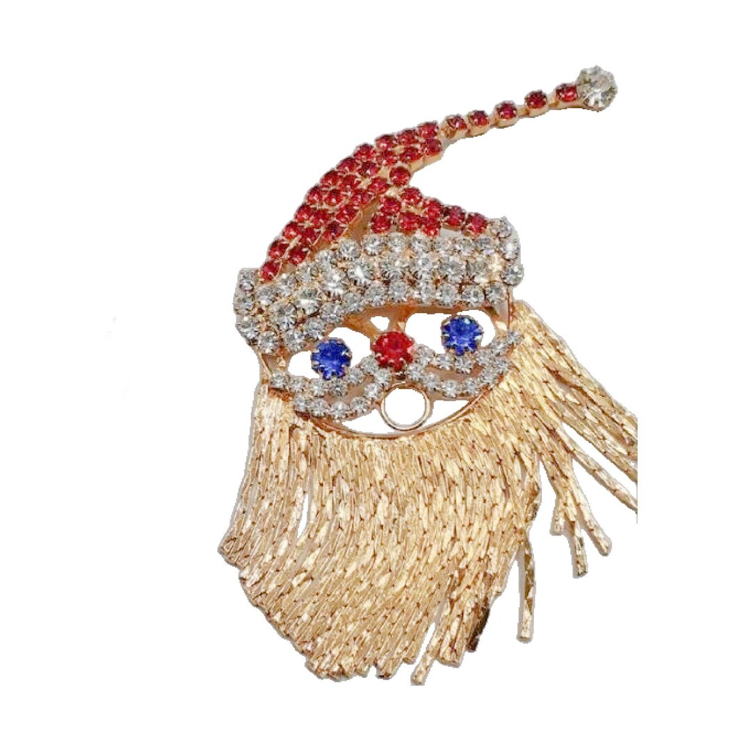 Vintage Crystal Articulated Santa Brooch, 3 Long, Free Shipping - Etsy