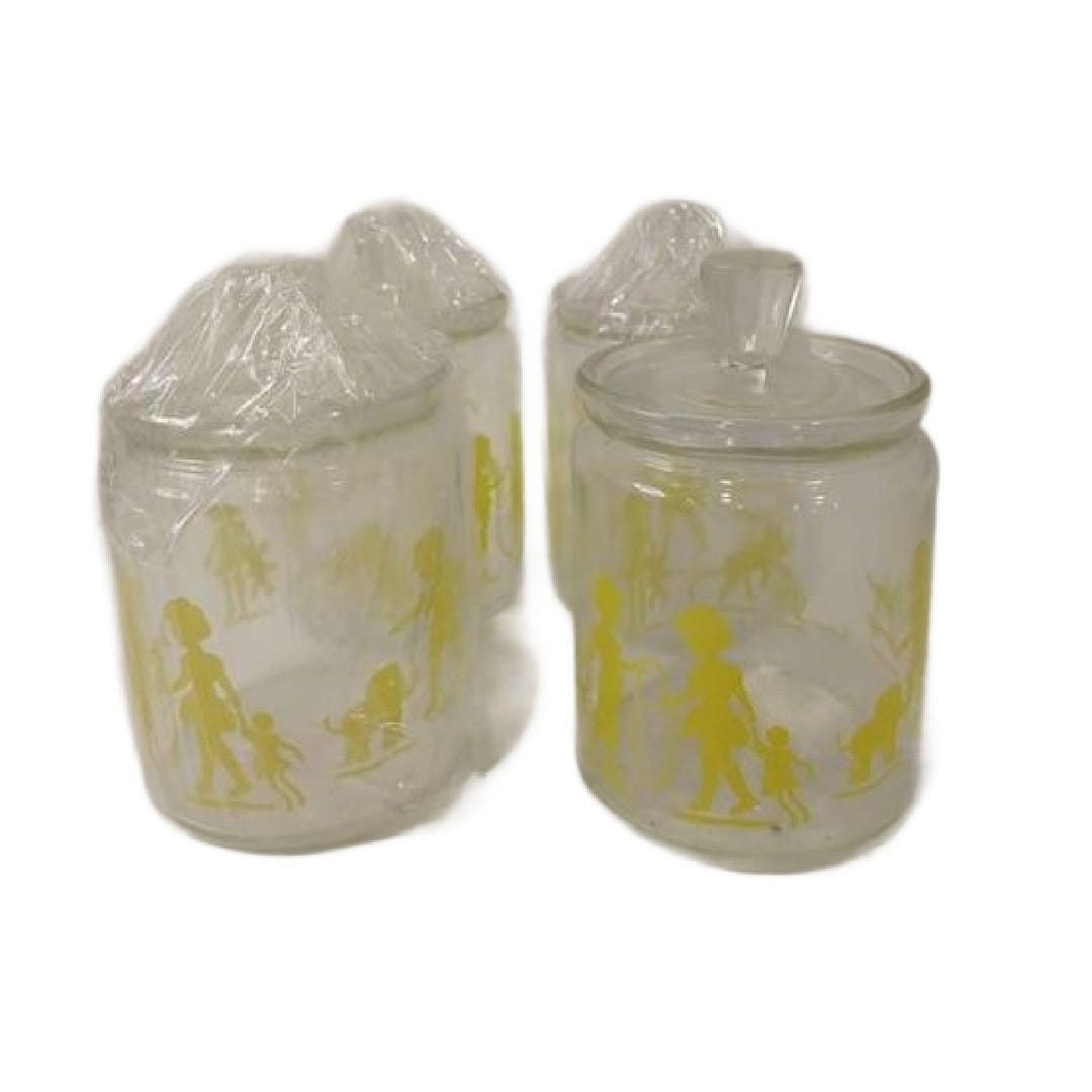 Vintage Yellow Glass Nursery Jar Set of 5, Mary Gregory - Etsy