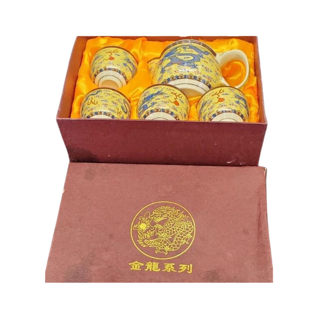 Chinoiserie Dragon Tea Set in Original Storage Box, 5 Pc Set, Free ...