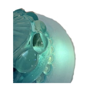 Aqua Blue Opalescent Eye Winker Pressed Glass Butter Dish by Mosser ...