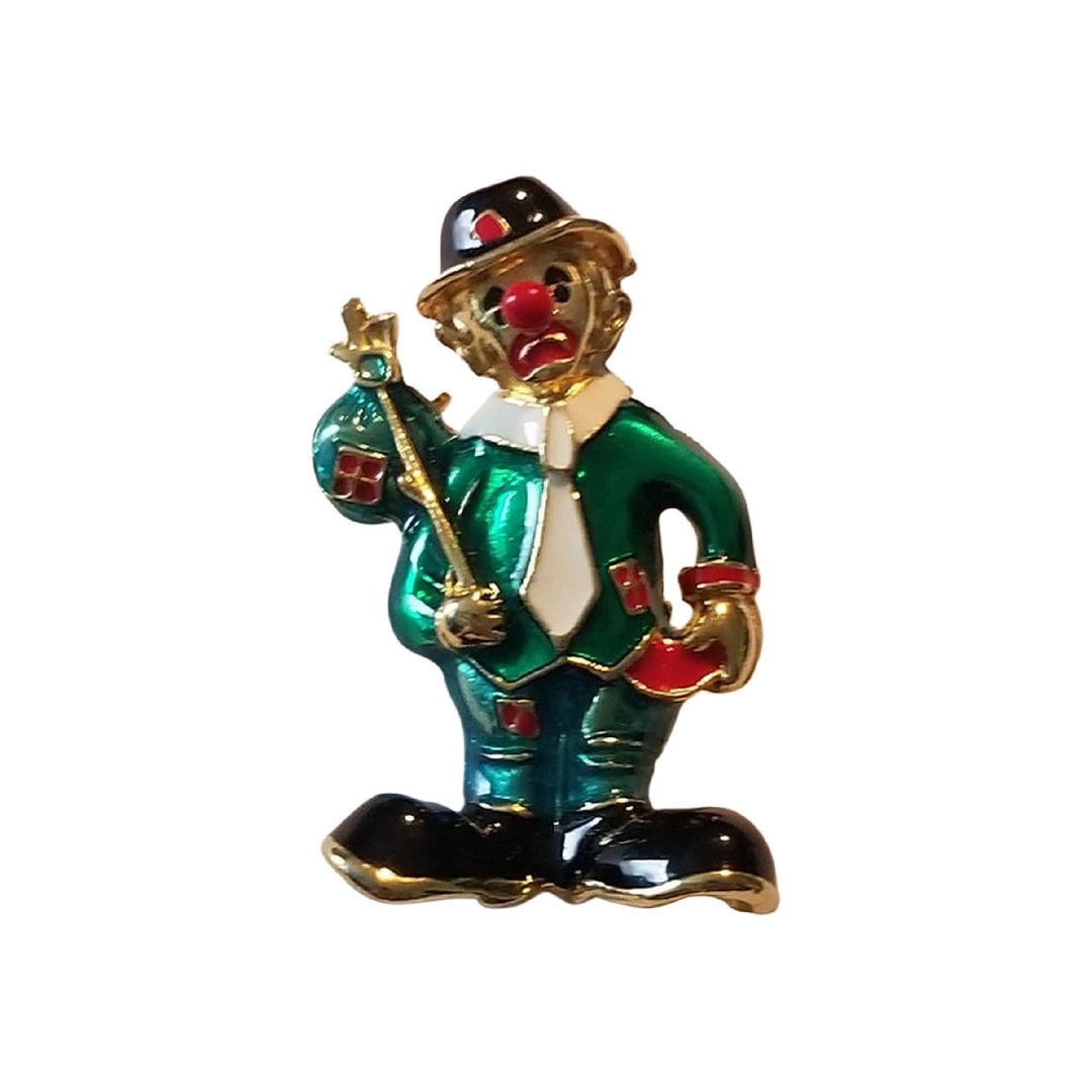 Vintage Enamel Hobo Clown Brooch 2" Tall - Etsy
