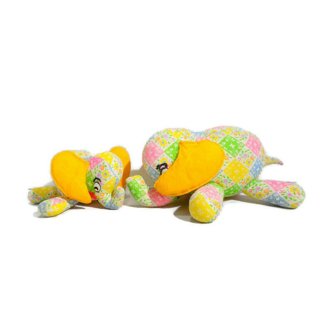 Vintage Handmade Cloth Stuffed Elephants, Patchwork Elephants, Free ...