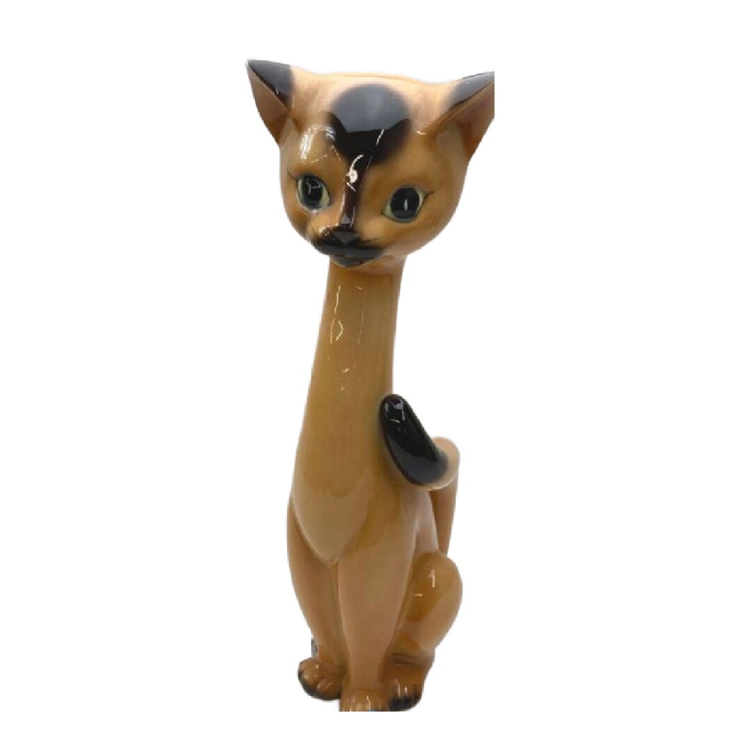 Vintage Long Neck Siamese Cat, Mid Century Modern Ceramic Cat, 14" Tall ...