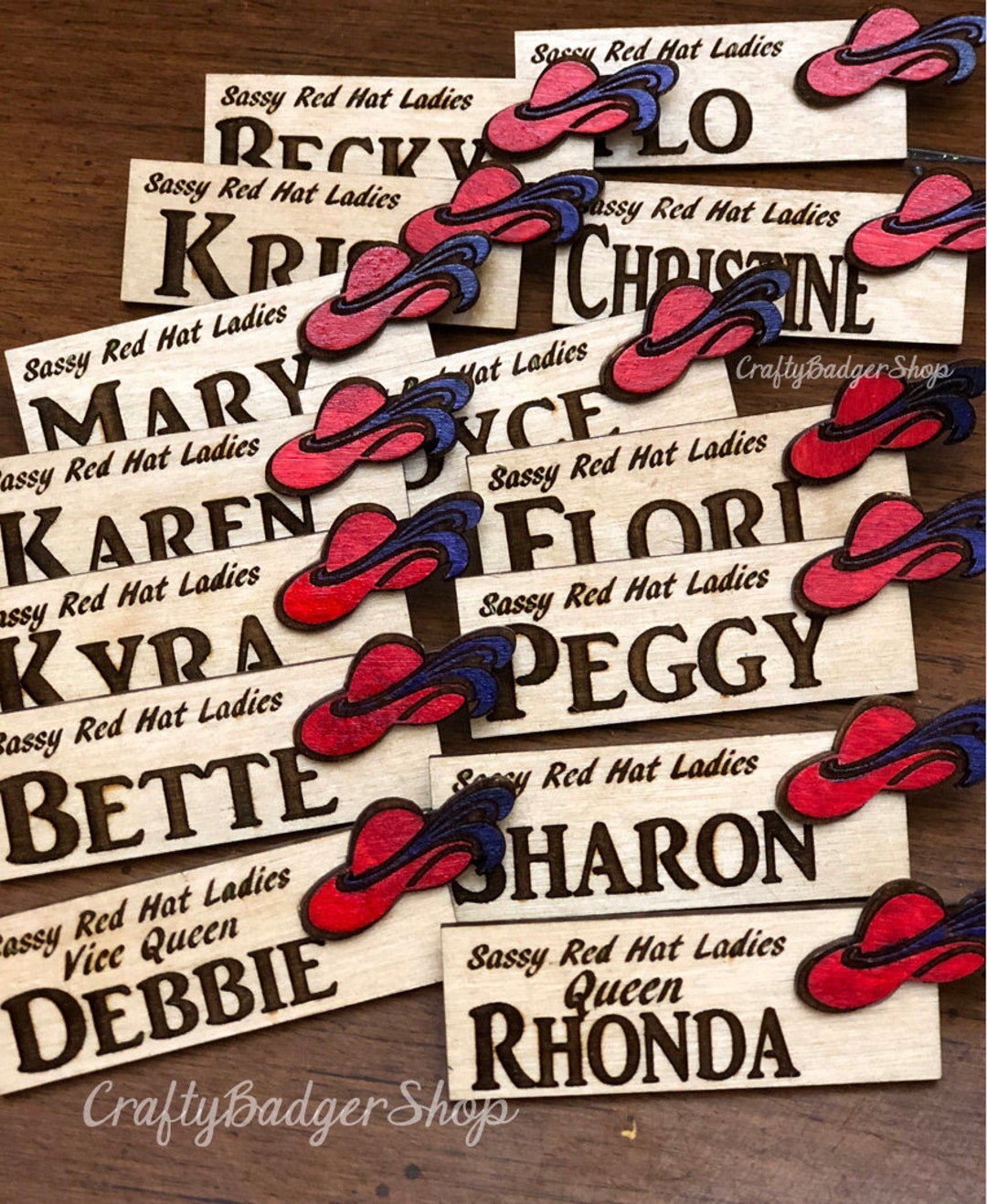 Fancy Red Hat Classy Ladies Name Tag - Etsy