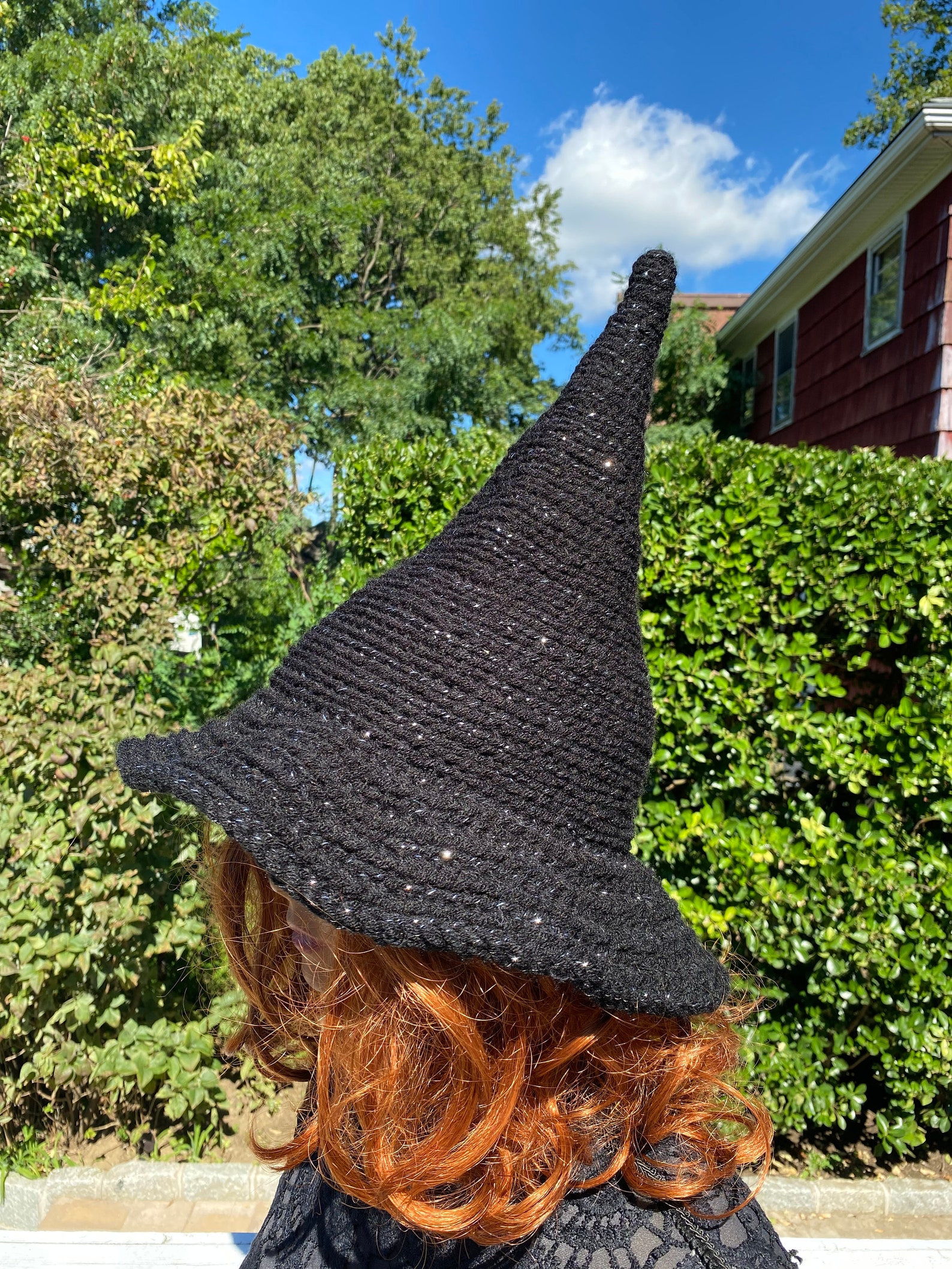 Black Witch Hat Sparkly Wizard Hat Fantasy Hat Cosplay Hat | Etsy