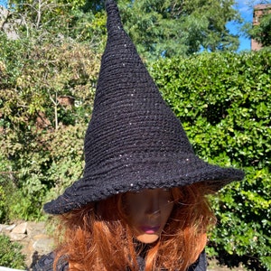Black Witch Hat Sparkly Wizard Hat Fantasy Hat Cosplay Hat Shock ...