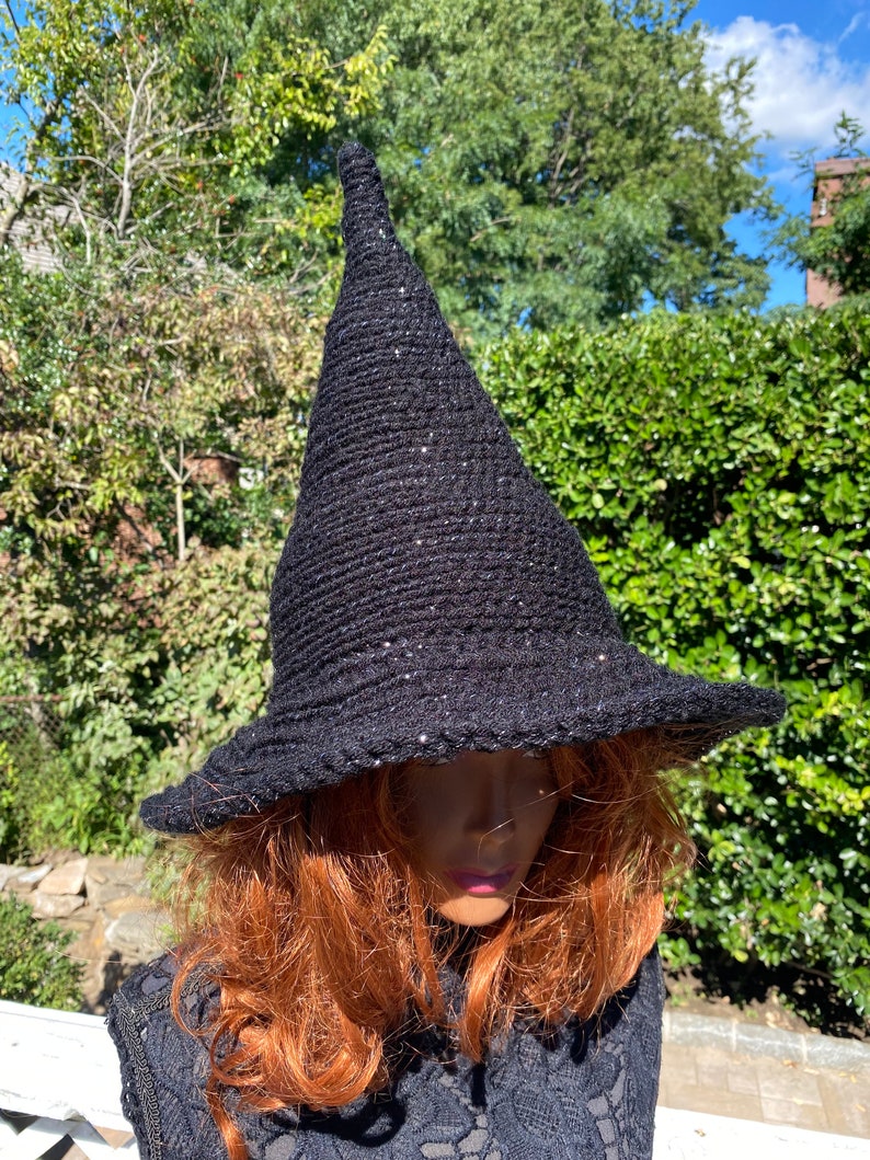 Black Witch Hat Sparkly Wizard Hat Fantasy Hat Cosplay Hat | Etsy