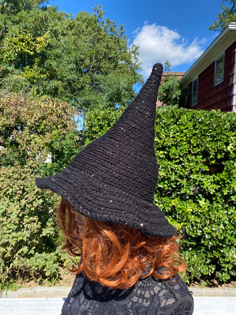 Black Witch Hat Sparkly Wizard Hat Fantasy Hat Cosplay Hat | Etsy