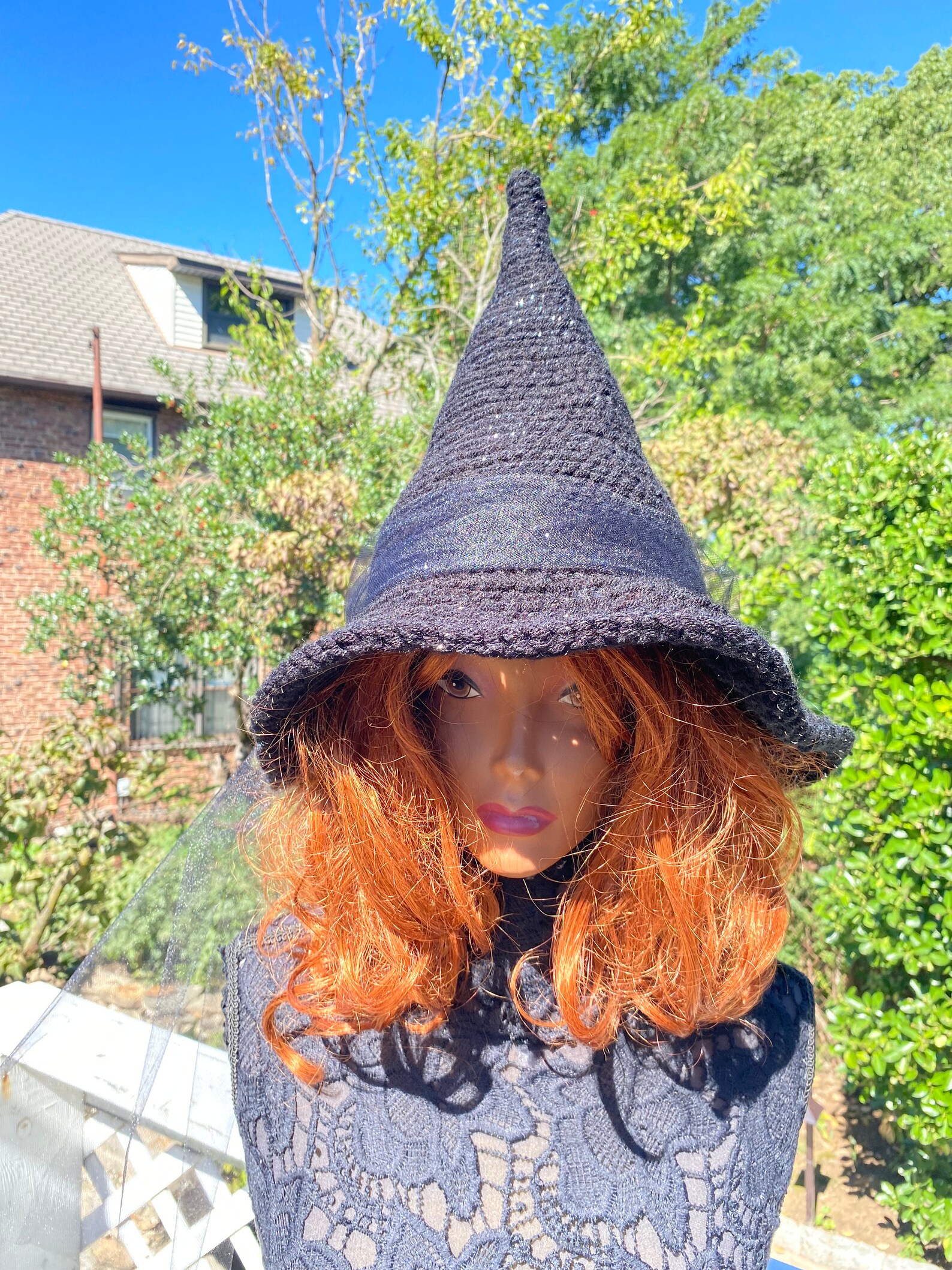 Black Witch Hat Sparkly Wizard Hat Fantasy Hat Cosplay Hat | Etsy