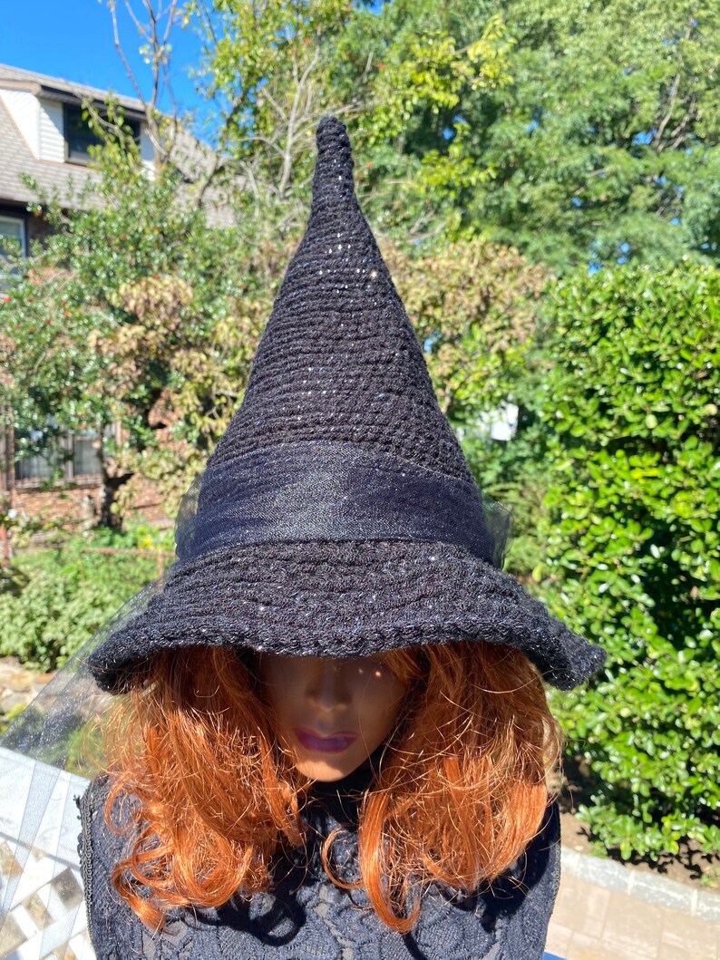 Black Witch Hat Sparkly Wizard Hat Fantasy Hat Cosplay Hat | Etsy