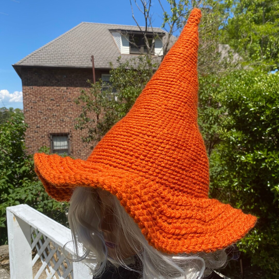Orange Witch Hat, Classic Halloween Hat, Fancy Witch Hat, Dusty Orange ...