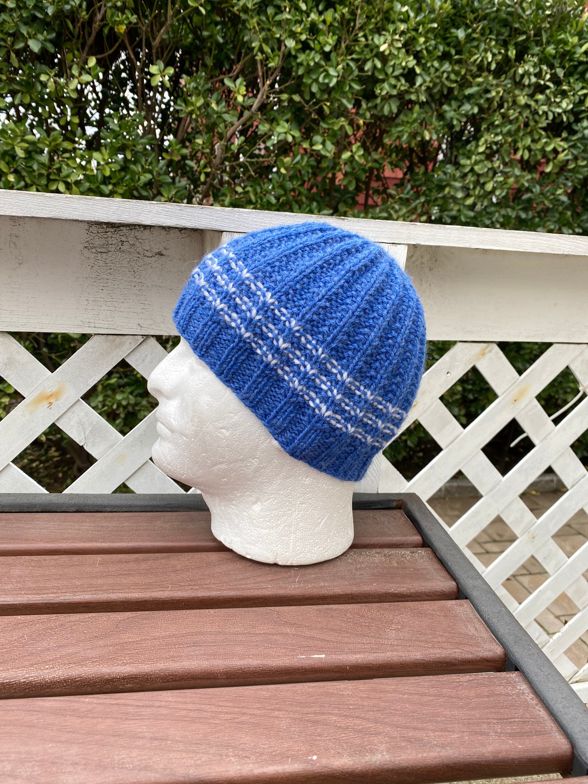 Blue hat Blue winter hat Ready to ship knitted blue beanie | Etsy