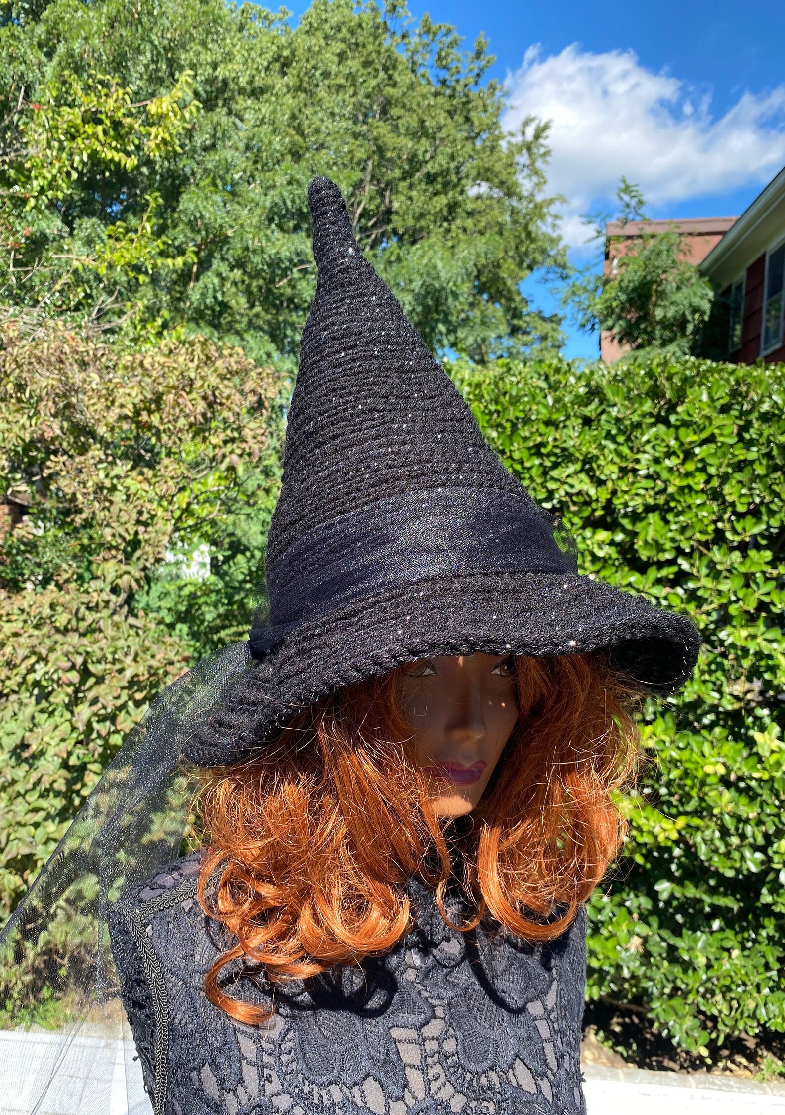 Black Witch Hat Sparkly Wizard Hat Fantasy Hat Cosplay Hat | Etsy