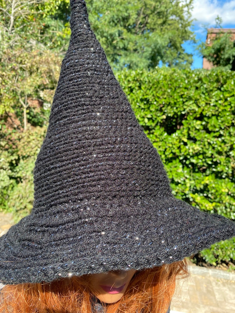 Black Witch Hat Sparkly Wizard Hat Fantasy Hat Cosplay Hat | Etsy