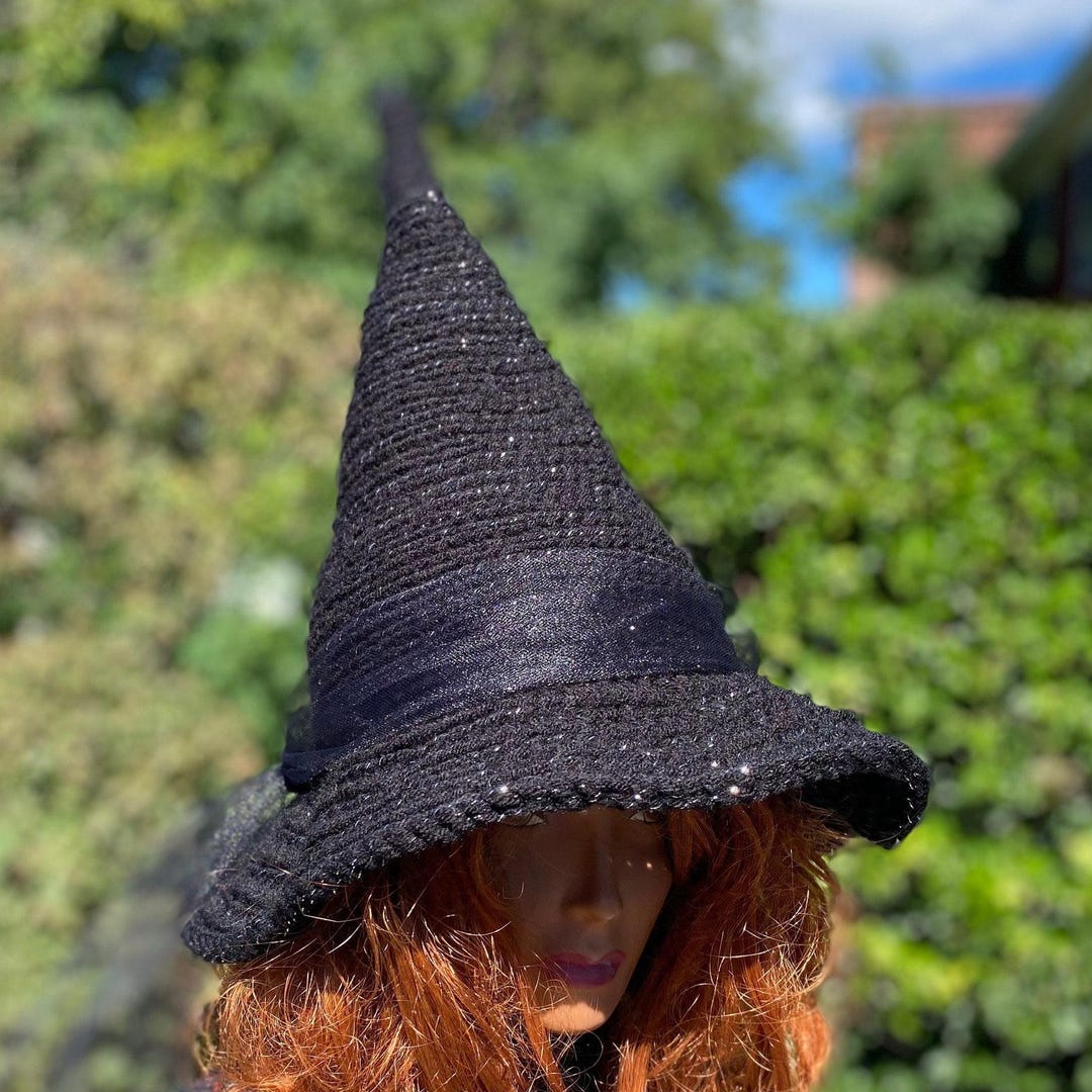 Black Witch Hat Sparkly Wizard Hat Fantasy Hat Cosplay Hat Shock ...
