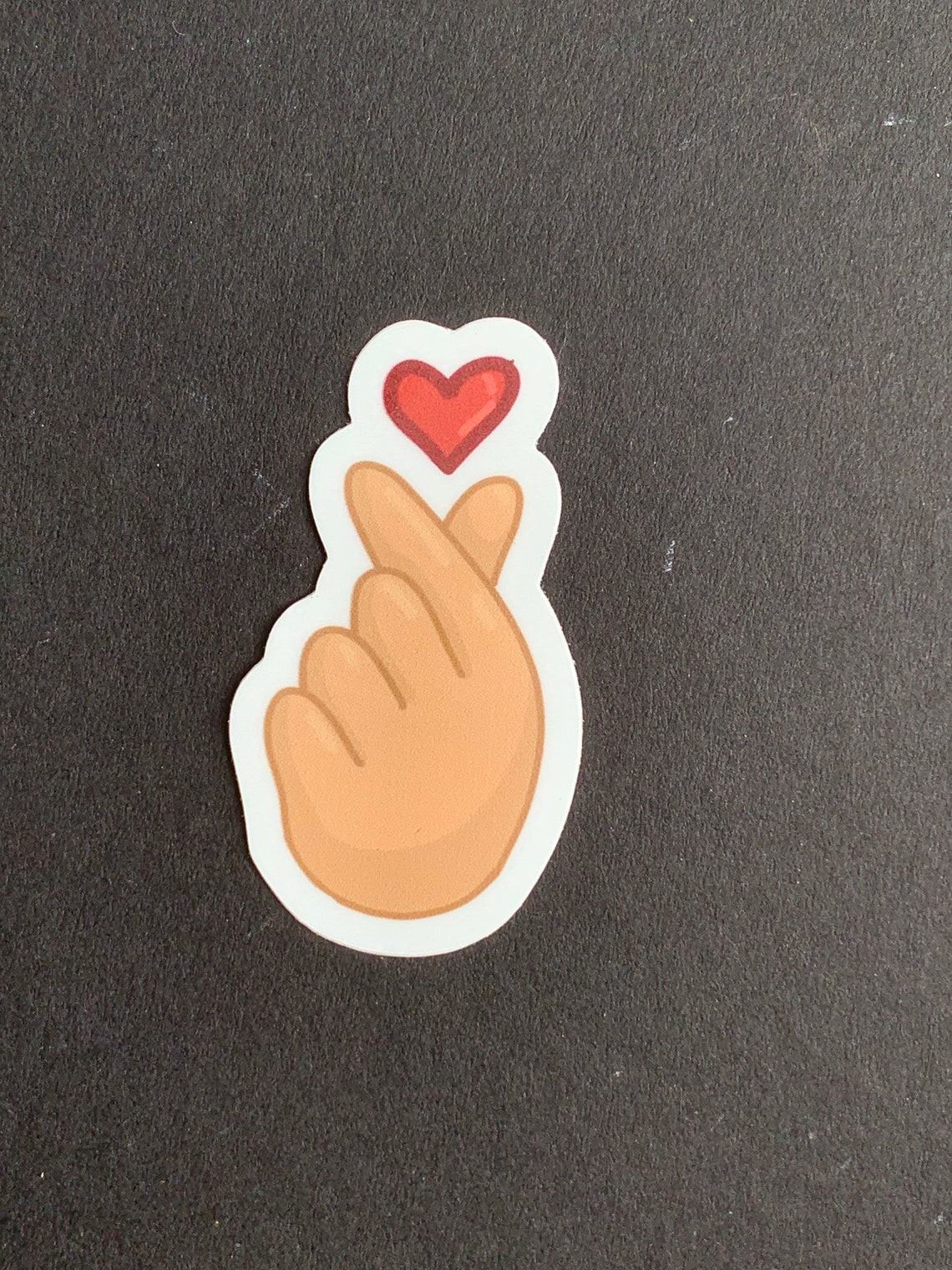 Cute Finger Heart Mini Sticker - Matte Finish Die Cut Cartoon Laptop ...