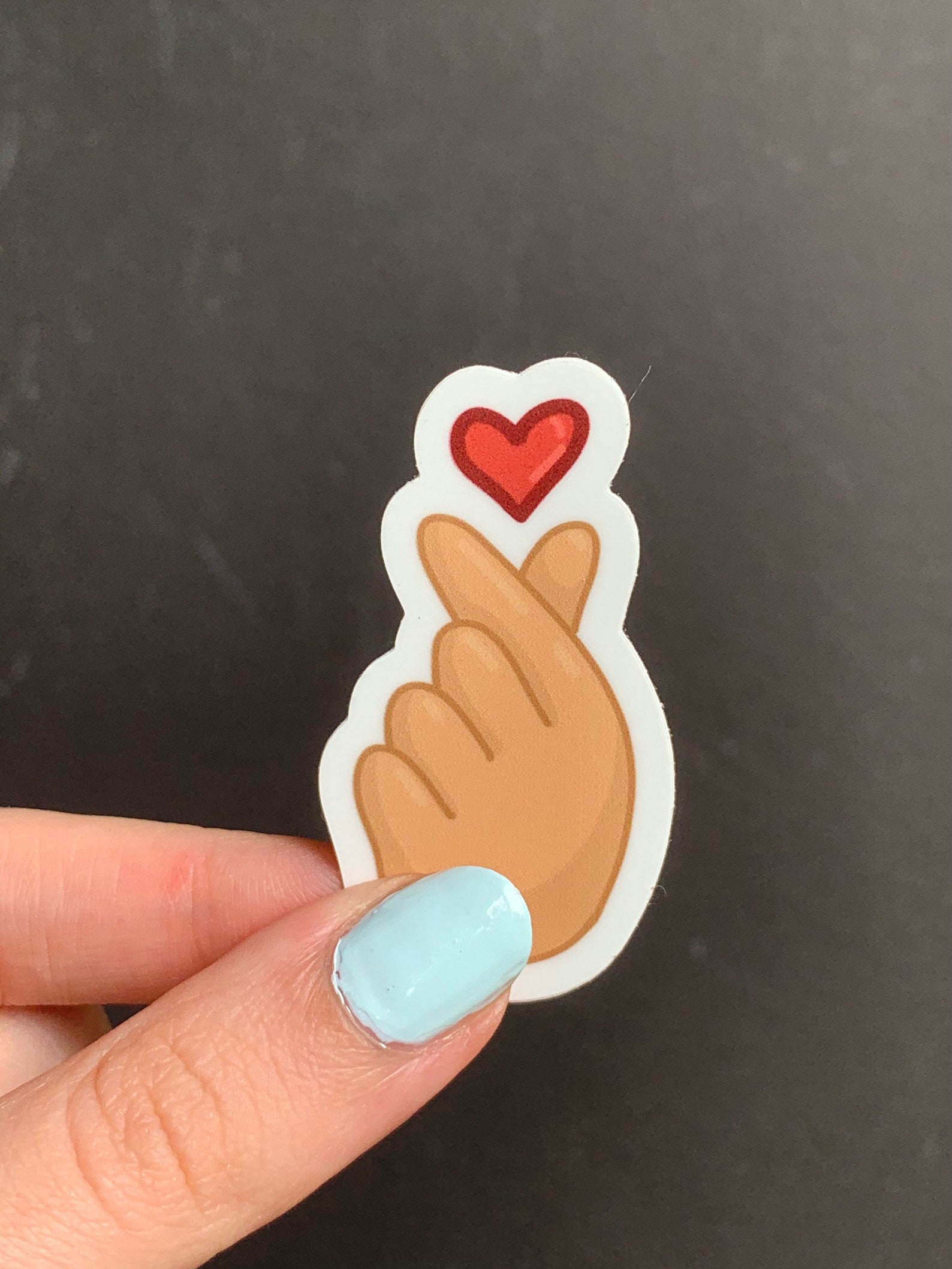 Cute Finger Heart Mini Sticker - Matte Finish Die Cut Cartoon Laptop ...