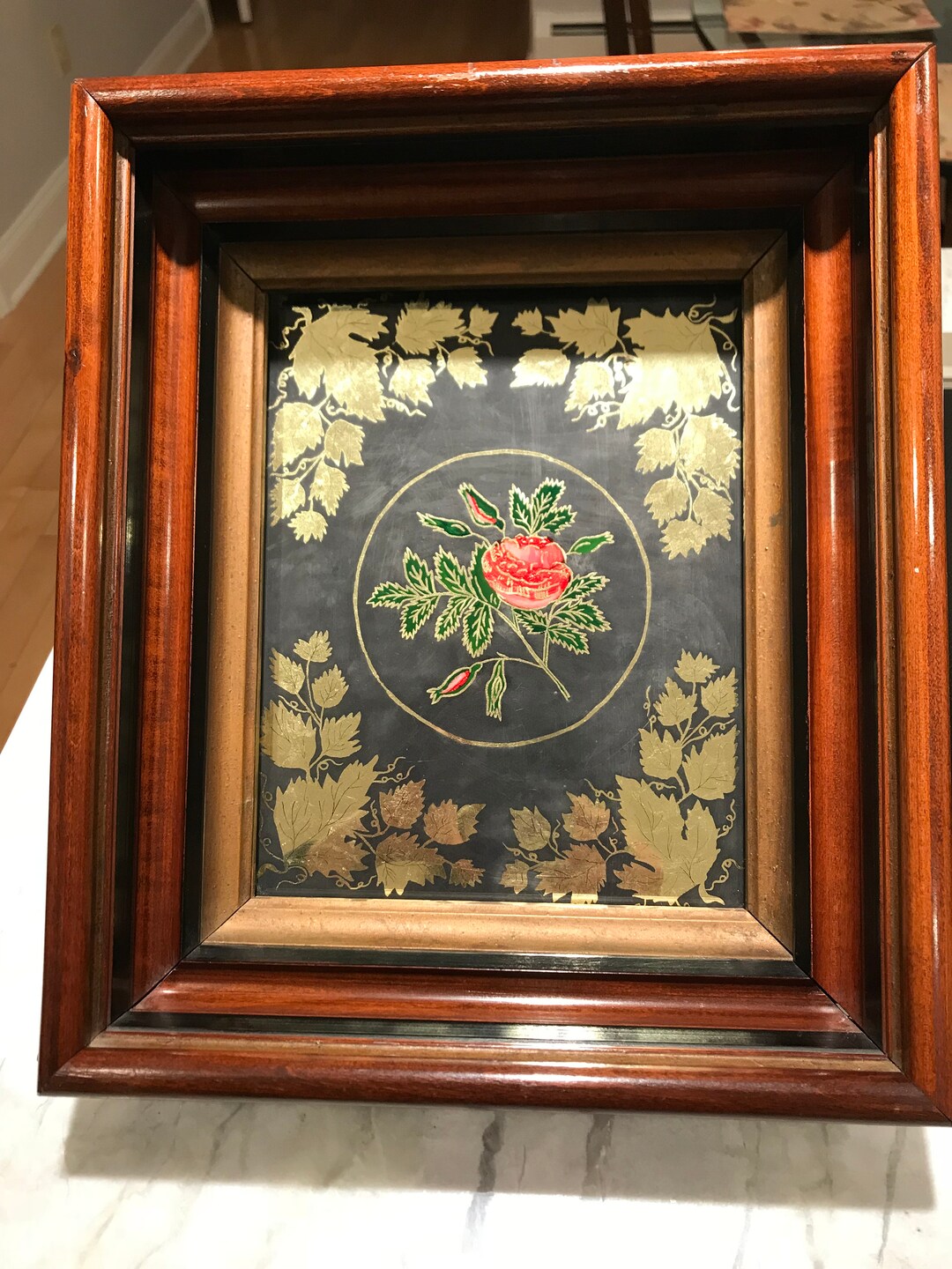 Antique Victorian Eastlake Shadow Box Step Frame With Rose and Leaf ...