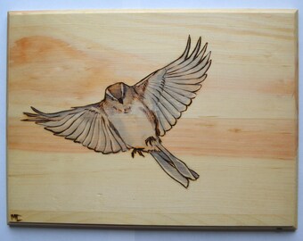 Origional Art Wood Burned and Painted Cardinal Bird on - Etsy