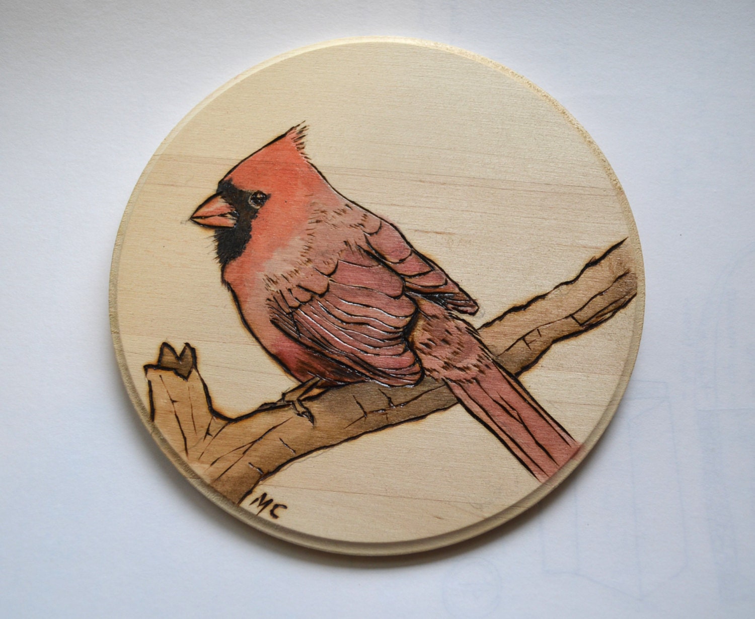 Origional Art - Wood Burned and Painted Cardinal Bird on Basswood - Etsy