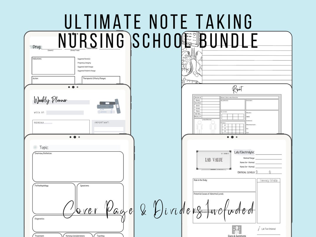 Printable Ultimate Nursing School Note-taking Bundle Template Packet ...