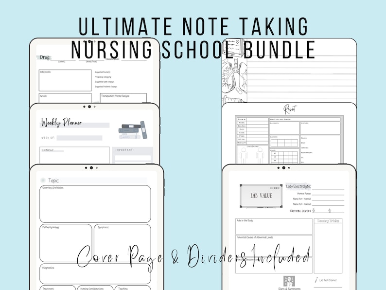 Printable Ultimate Nursing School Note-taking Bundle Template Packet ...