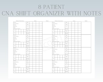 CNA Shift Planner | Patient Care Tech Report Sheet - Etsy