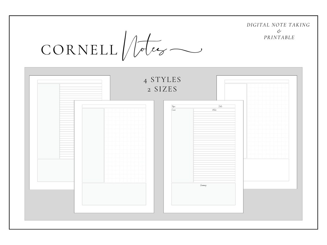 Cornell Notes Set - Instant Digital Download - Etsy