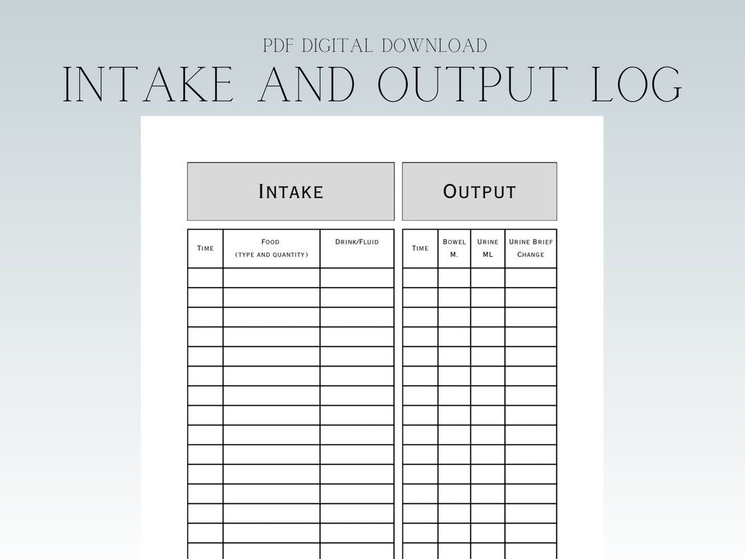Intake and Output Digital Printable, Fluid Balance Home Health, Hospice ...