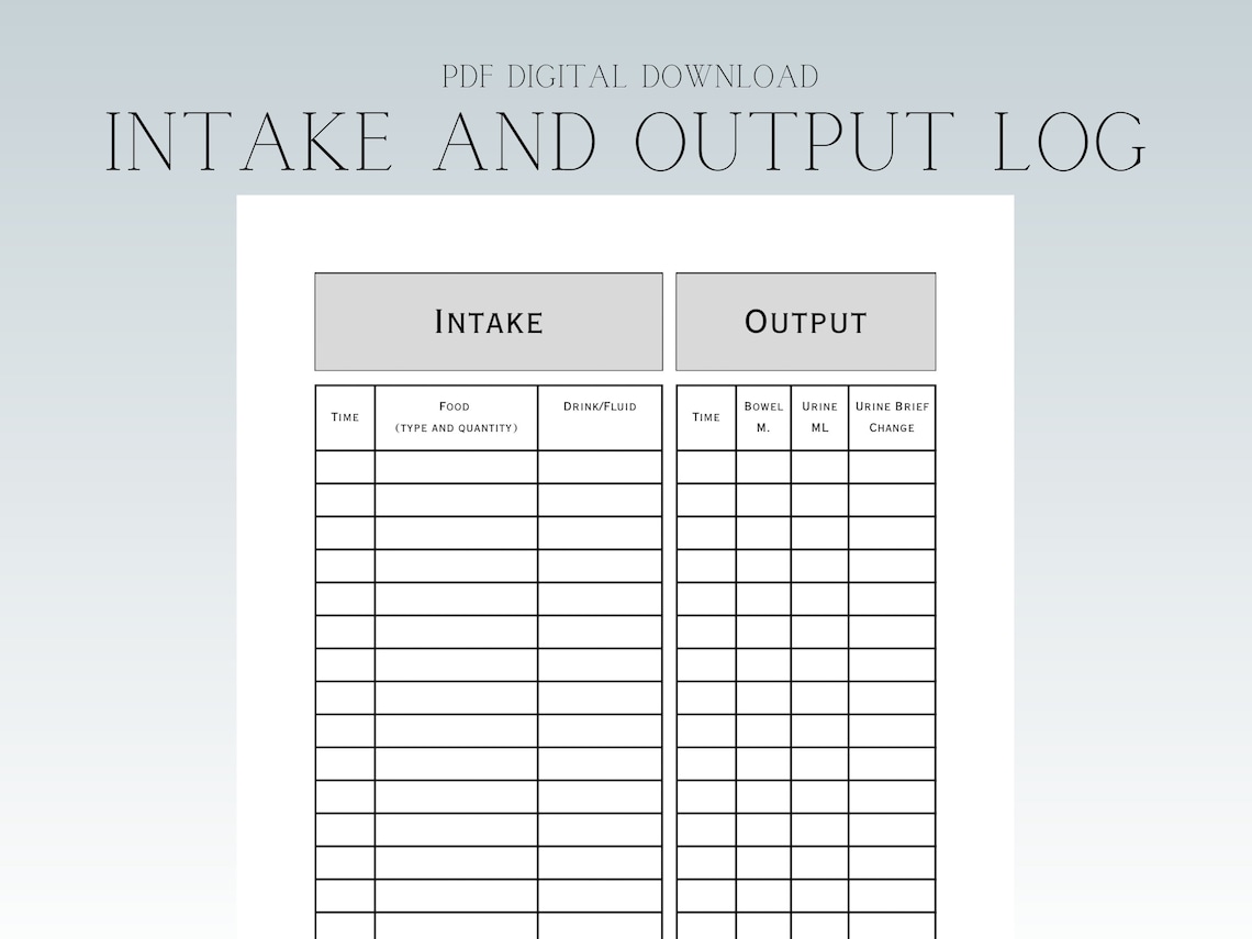 Intake and Output Digital Printable, Fluid Balance Home Health, Hospice ...
