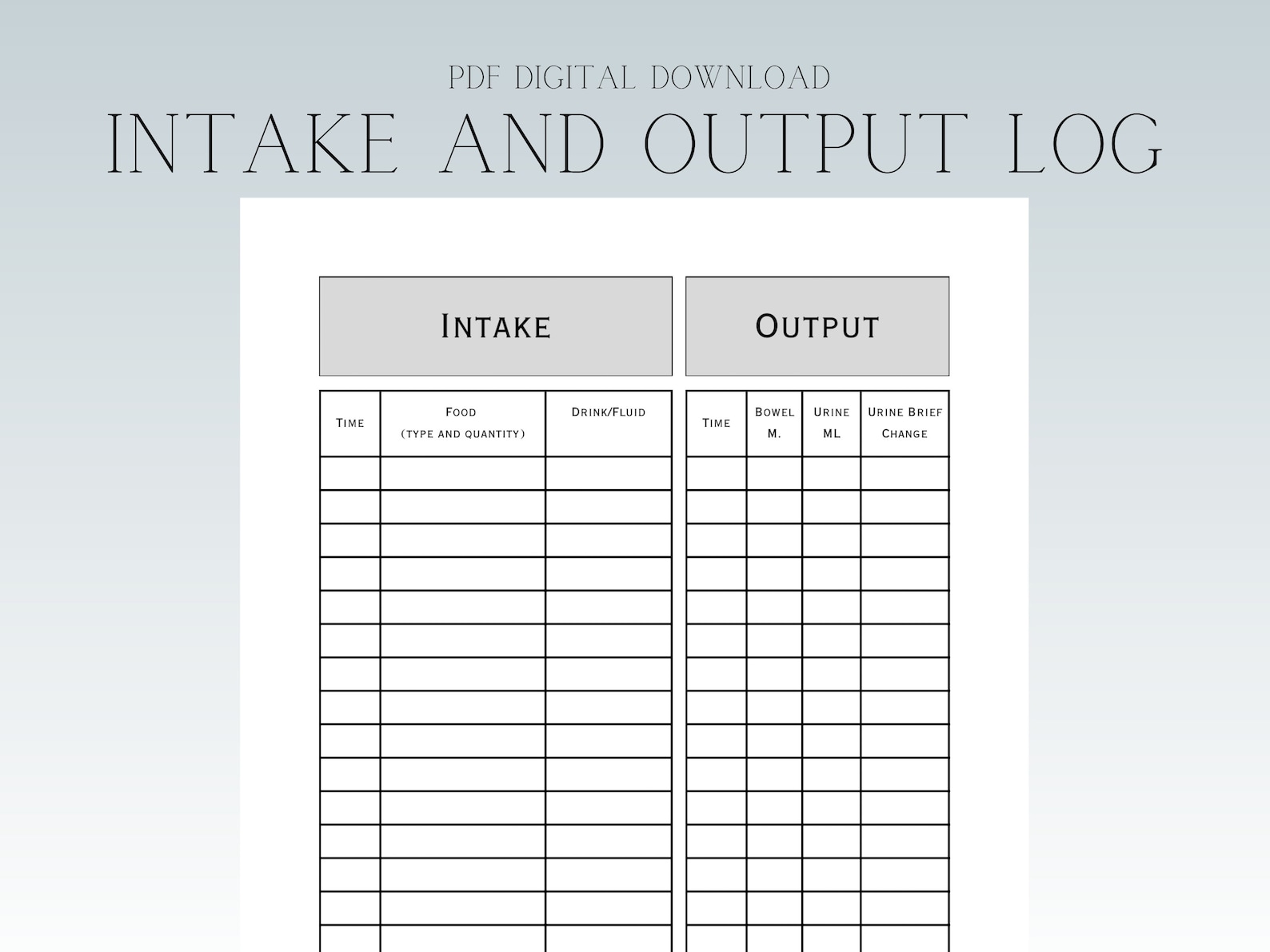 Intake and Output Digital Printable, Fluid Balance Home Health, Hospice ...