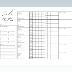 6 Patient Cna/pct/tech Report Sheet, Shift Organizer and Planner ...