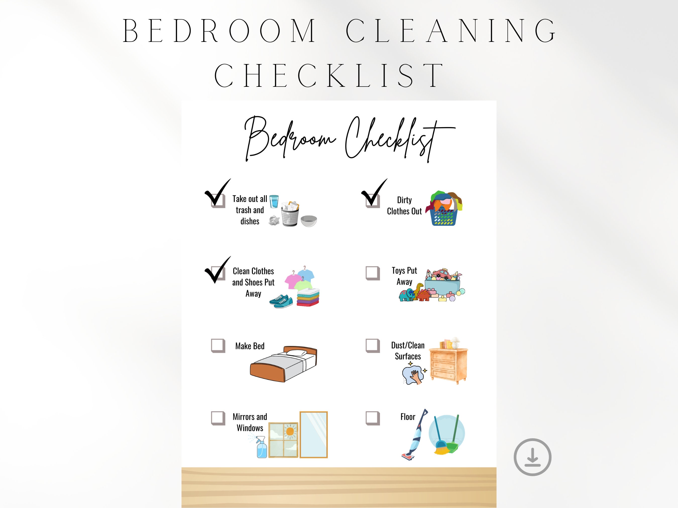 Bedroom Cleaning Checklist With Pictures | Kids and Teens - Etsy