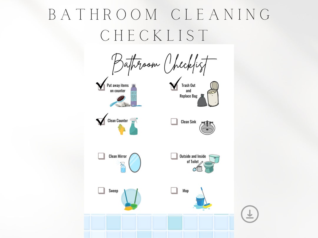 Bathroom Cleaning Checklist With Pictures | Kids and Teens - Etsy