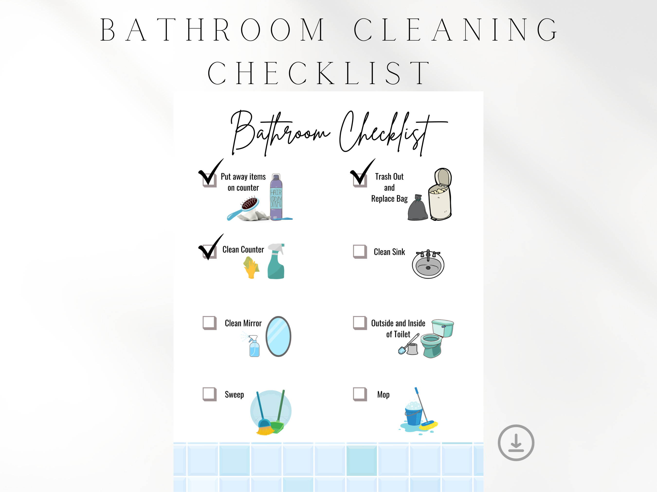 Bathroom Cleaning Checklist With Pictures | Kids and Teens - Etsy