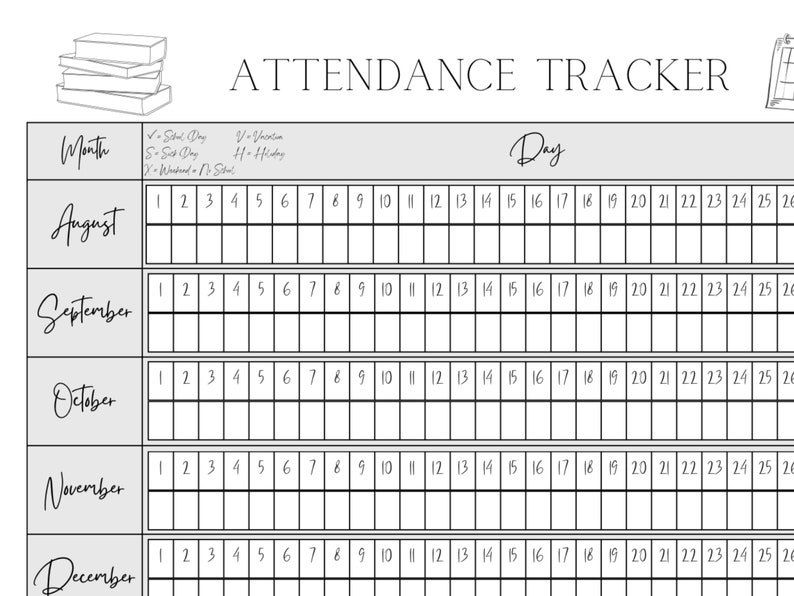 Homeschool Attendance Tracker - Etsy