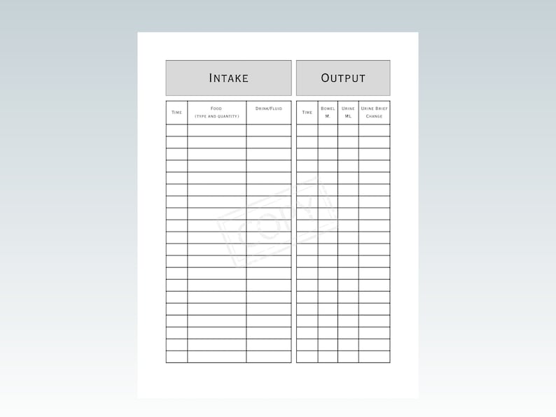 Intake and Output Digital Printable, Fluid Balance Home Health, Hospice ...