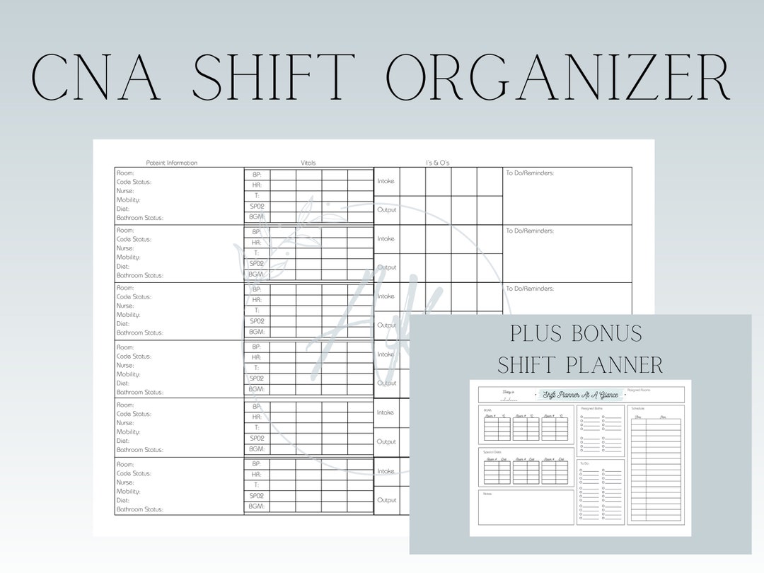 Cna/pct/tech Report Sheet, Shift Organizer and Planner | Nursing ...