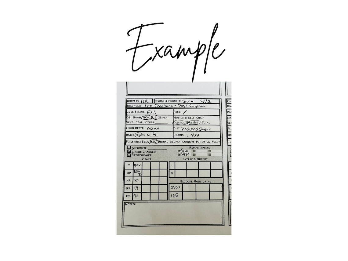 Cna/pct/nursing Assistant/tech Brain Sheet Report Notes Template 4 ...