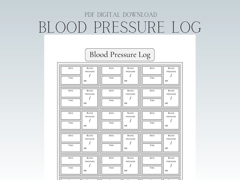 Blood Pressure Log Tracking Sheet | Digital Printable PDF Template Note ...