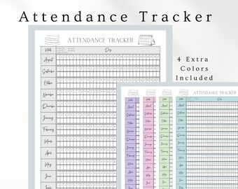 Classroom Printable, Yearly Attendance Sheet, Attendance Tracker ...